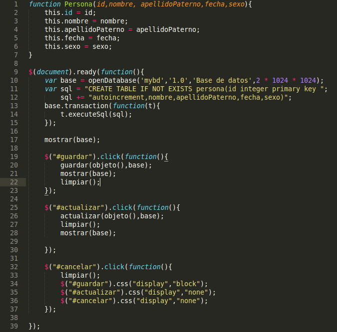 Ingeniero en Proceso: Aplicación CRUD HTML5 con Web Sql