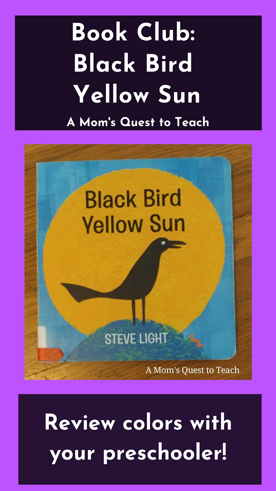 A Mom's Quest to Teach: Book Club: Black Bird Yellow Sun – Learning Colors
