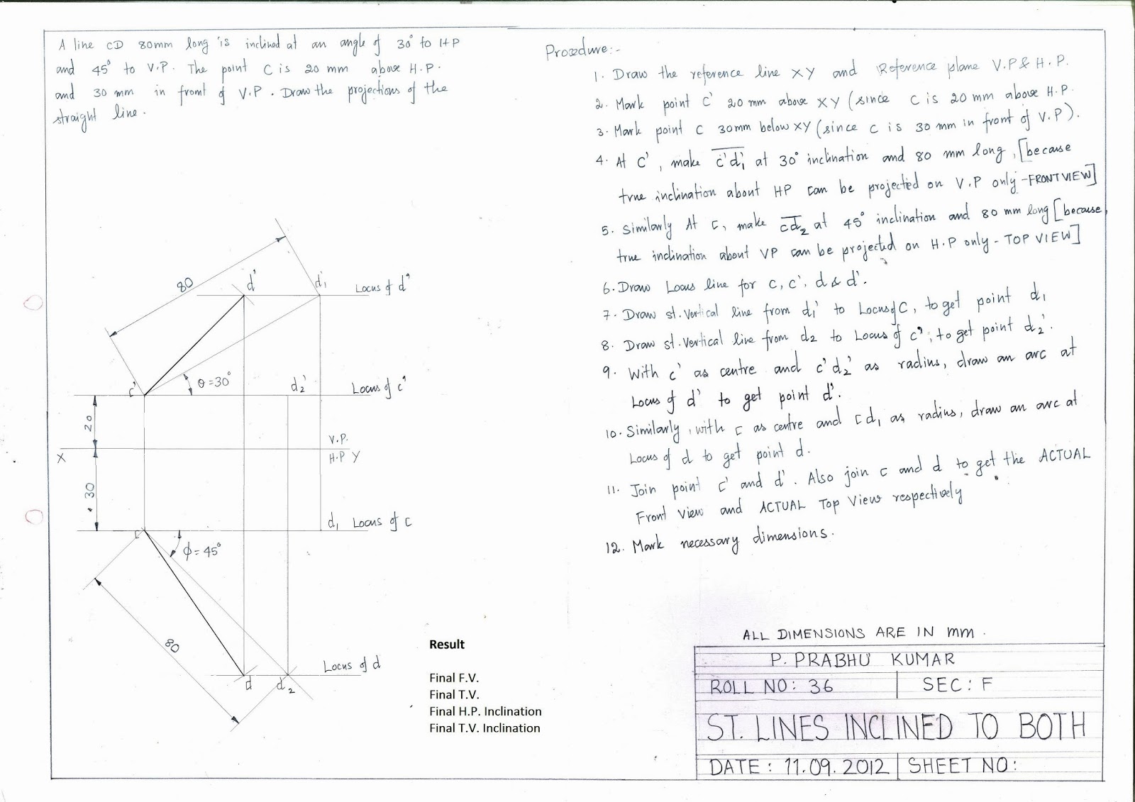 engineering graphics for engineers: projection of lines - inclined to ...