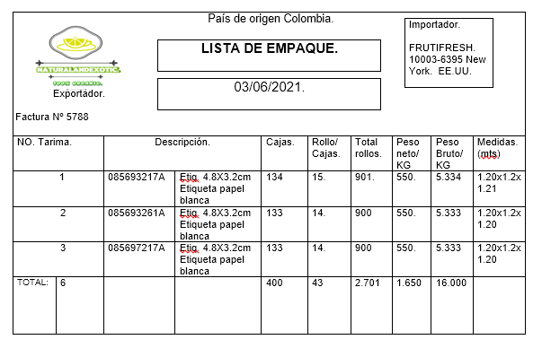 Evidencia 5: Documentos de embarque