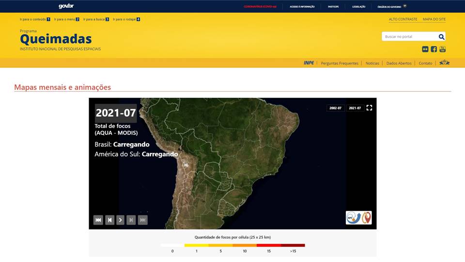 INPE - Mapas das Queimadas na América do Sul