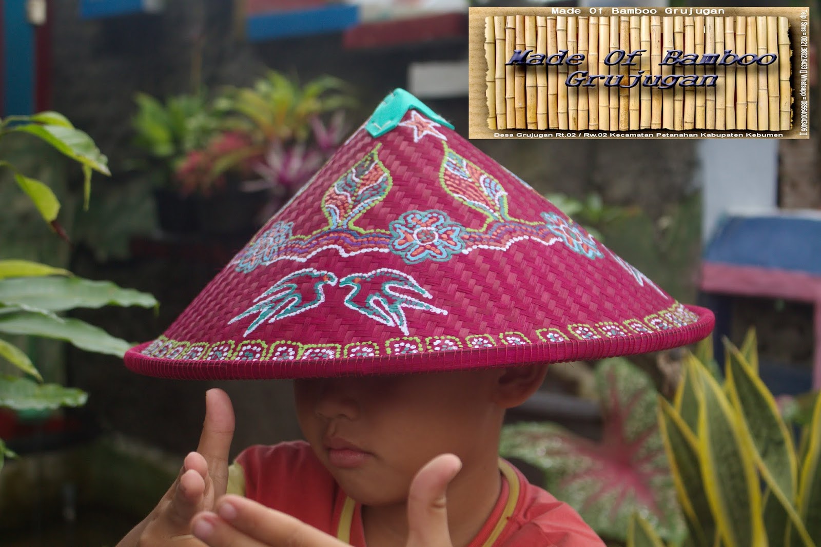 Caping Topi Petani Batik Titik Kerajinan Bambu Anyaman
