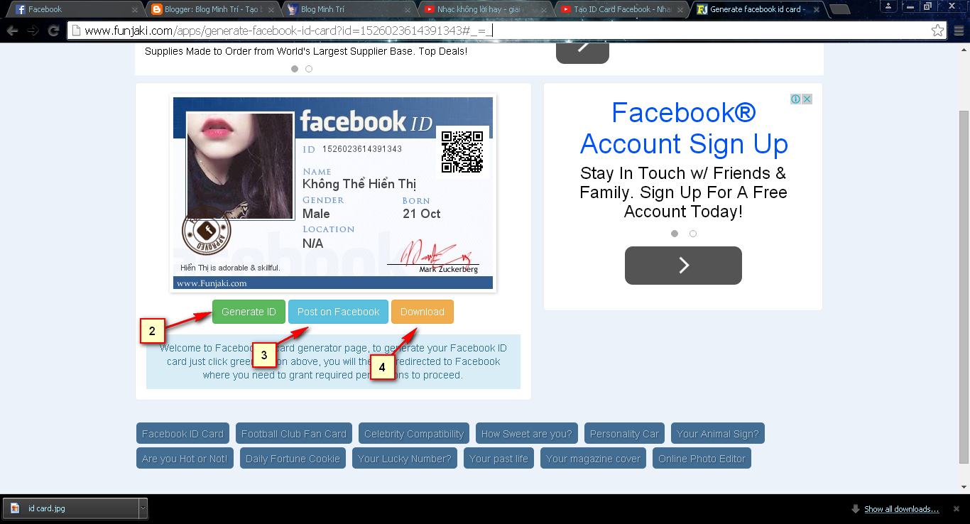 Cách tạo thẻ ID Facebook ( ID Card Facebook)