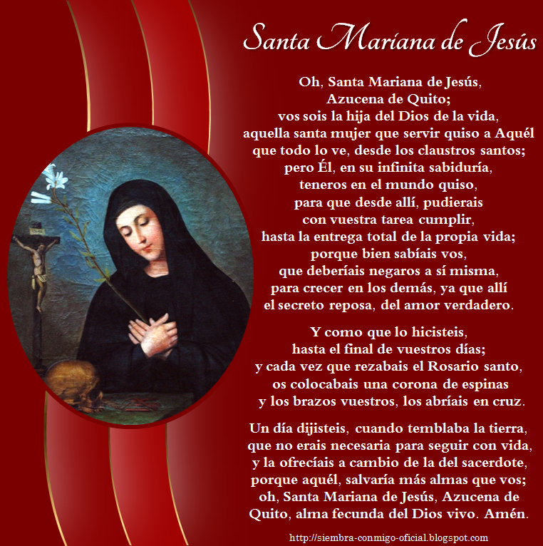 Siembra Conmigo: Santa Mariana de Jesús
