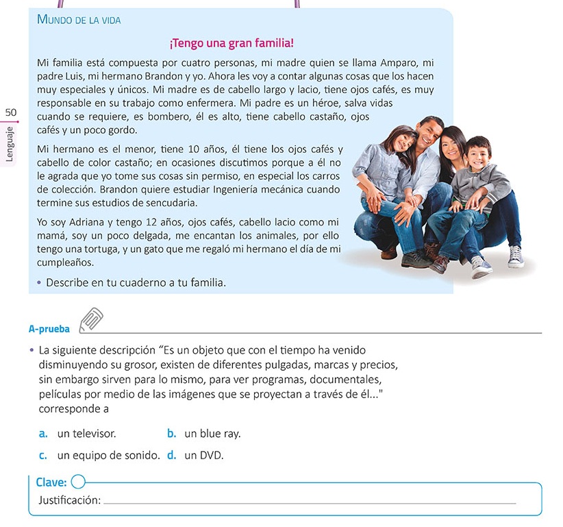 3° Comprensión lectora. ¡Tengo una gran familia!