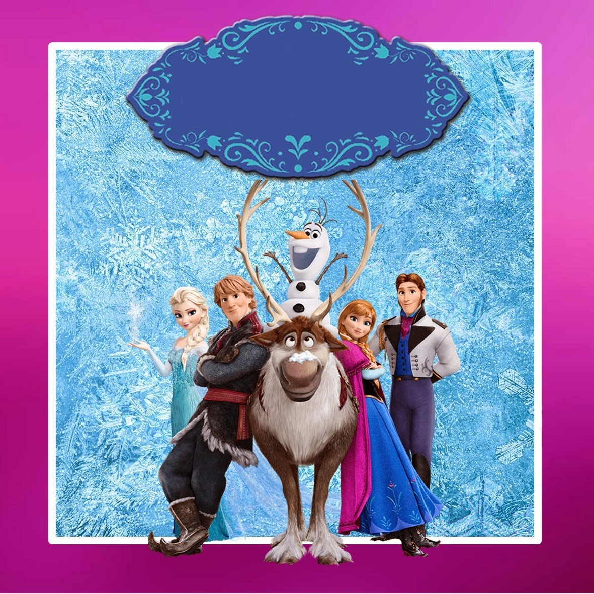 Frozen: Free Printable Kit with Fucsia Border. - Oh My Fiesta! in english