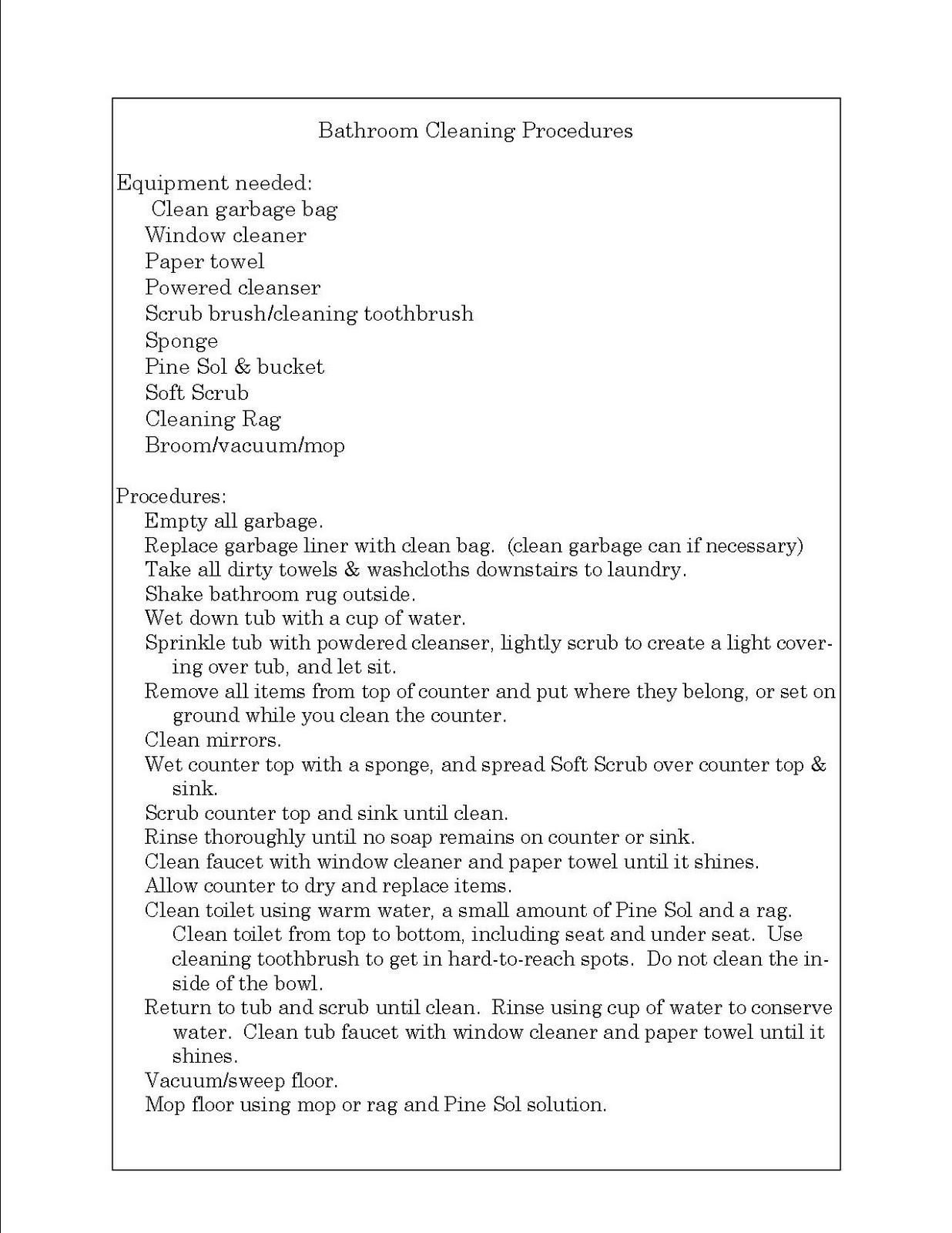 Her Organized Life: Create cleaning procedures for each room