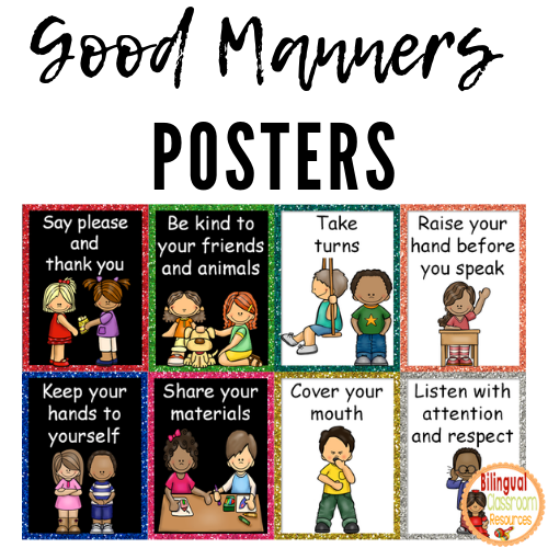 Essential Classroom Manners Posters in English and Spanish | Bilingual ...