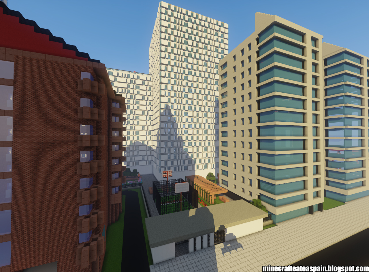 Creaciones Minecrafteate: Ciudad moderna con rascacielos.