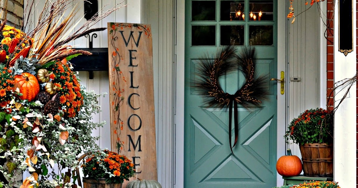 Serendipity Refined Blog: Fall Harvest Porch Decor with Reclaimed Wood Sign