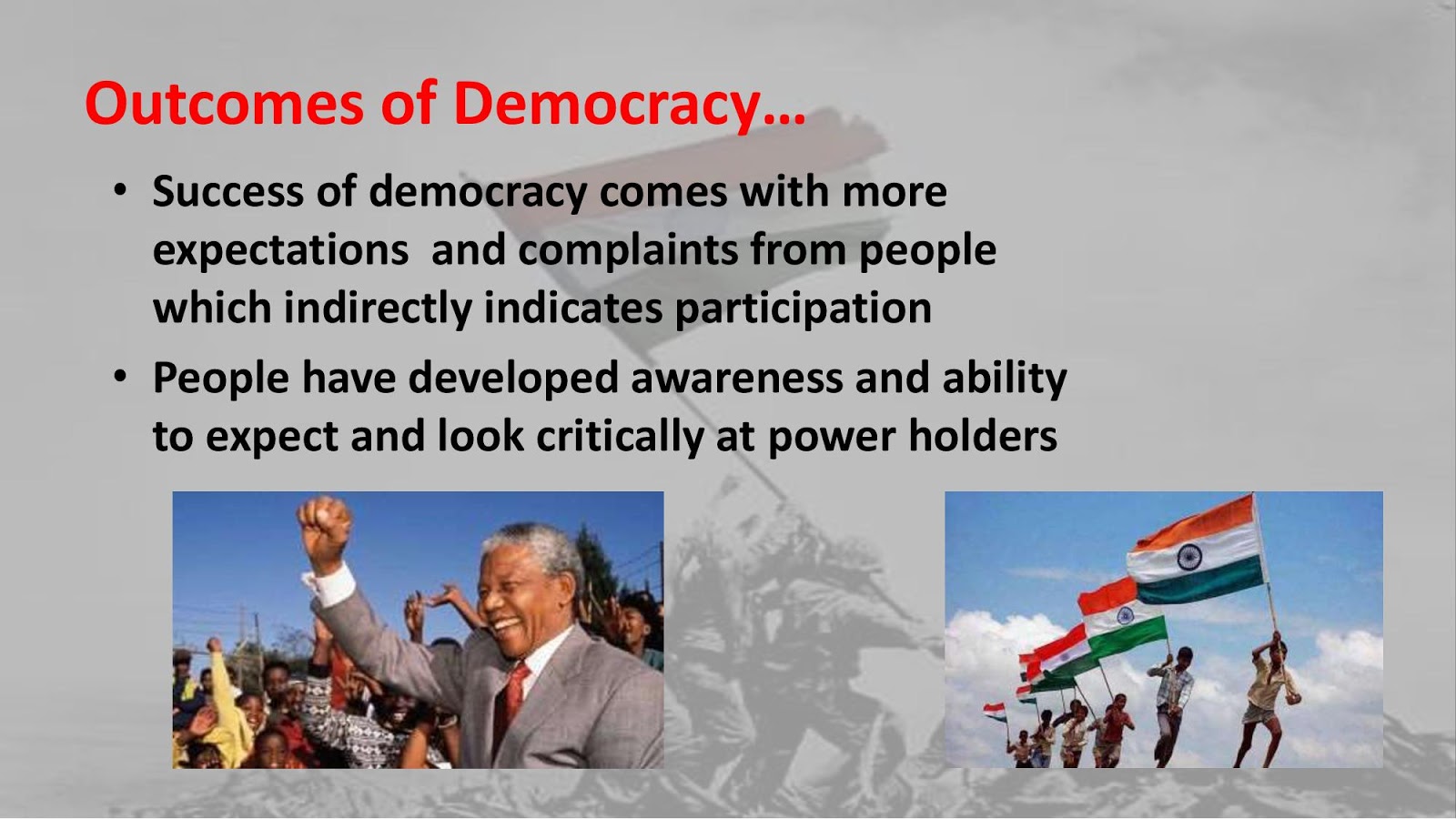 OUTCOMES OF DEMOCRACY CLASS 10th Political Science