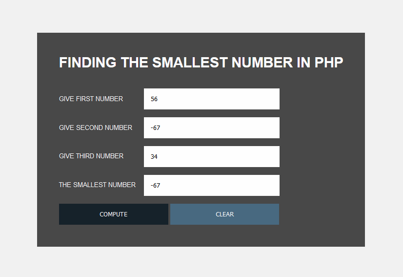 Free Programming Source Codes and Computer Programming Tutorials: Finding the Smallest Number in PHP