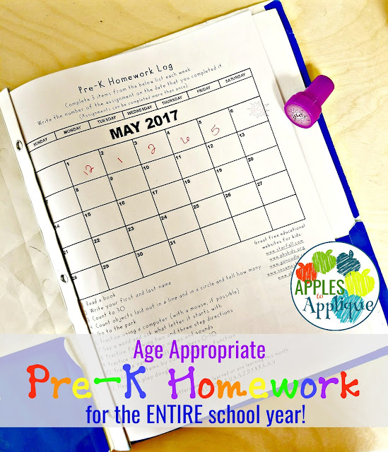 Apples to Applique: Age Appropriate Pre-K Homework