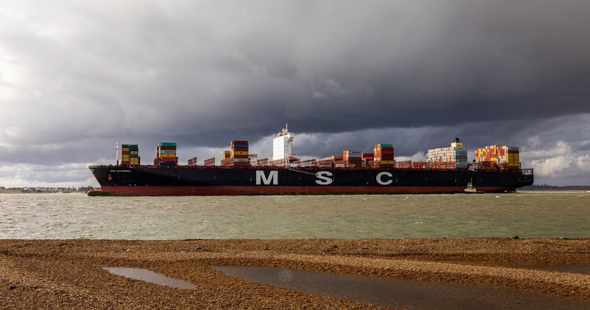MSC Istanbul departs Felixstowe's Deep water Berths with a very light ...