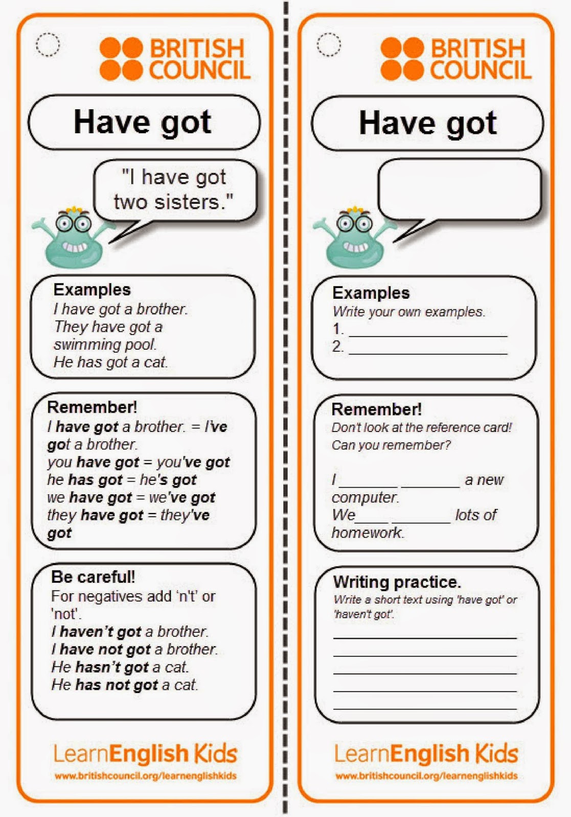 Blogueando en primer ciclo: UNIT 9 Lunchtime! - Grammar: HAVE GOT