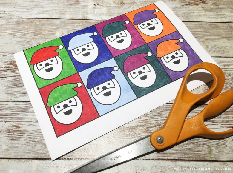 Santa pop art for kids - Messy Little Monster