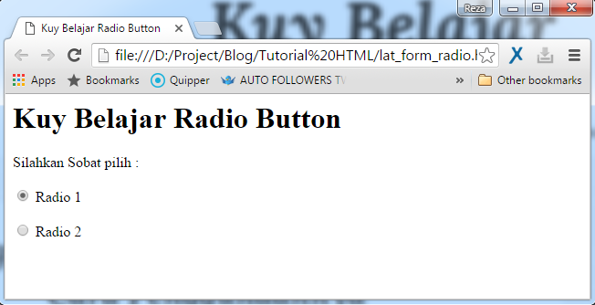 Fungsi Tag Input Type Radio Beserta Cara Penggunaannya