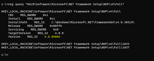 Display current installed .NET Framework version