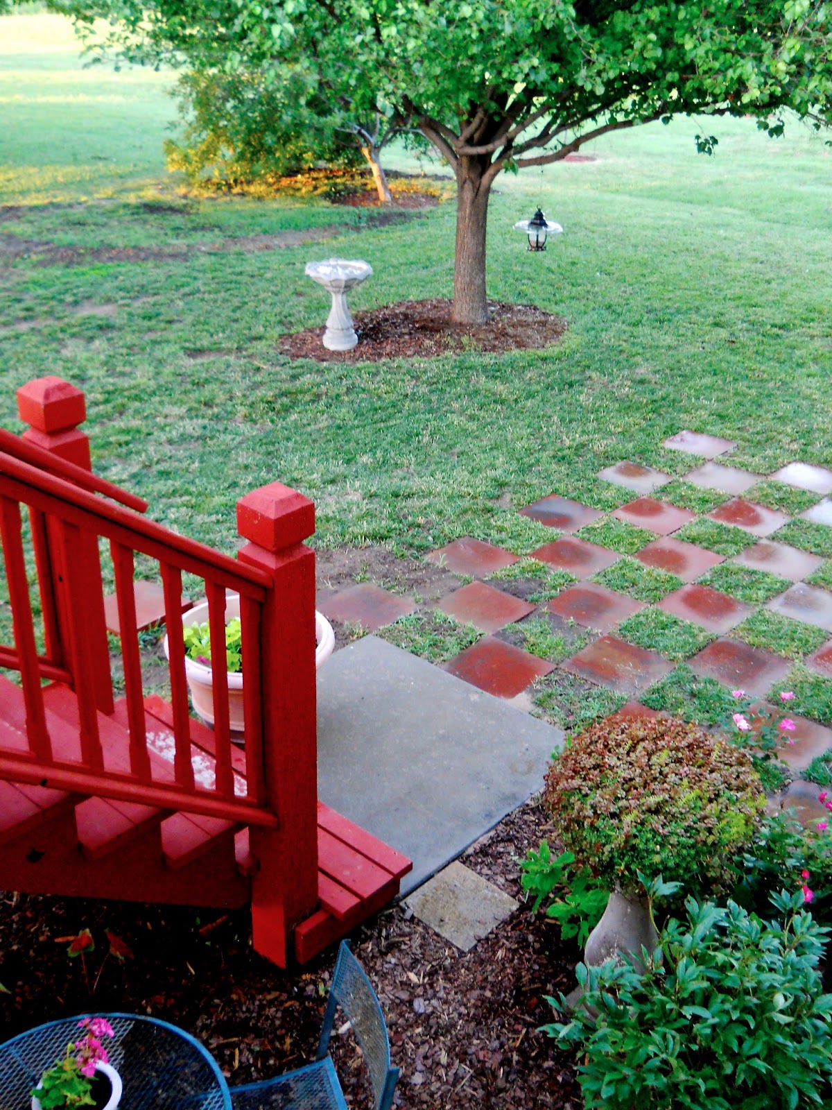 A Kansas Prairie Garden: Checkerboard patio