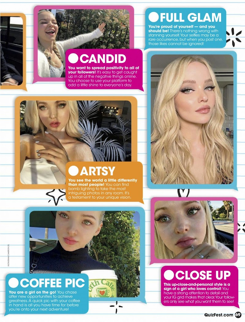Dove Cameron in Quizfest Magazine, November 2019