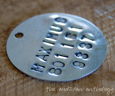 the audzipan anthology: Stamped Metal Dog Tag