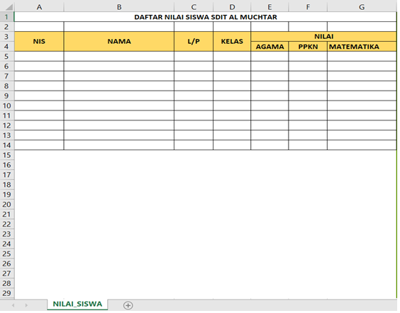Membuat Database Pada Microsoft Excel