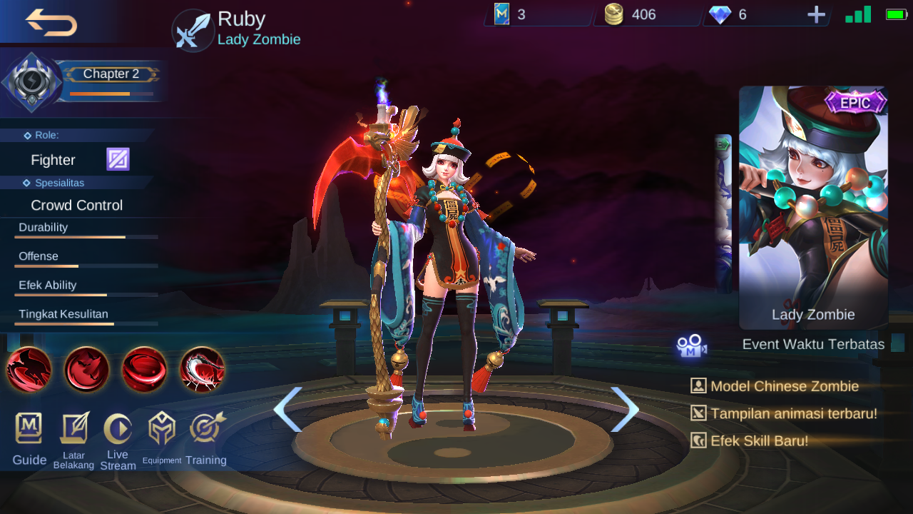 Cara Mendapatkan Skin Epic Ruby Lady Zombie Mobile Legends - LISTRIANA