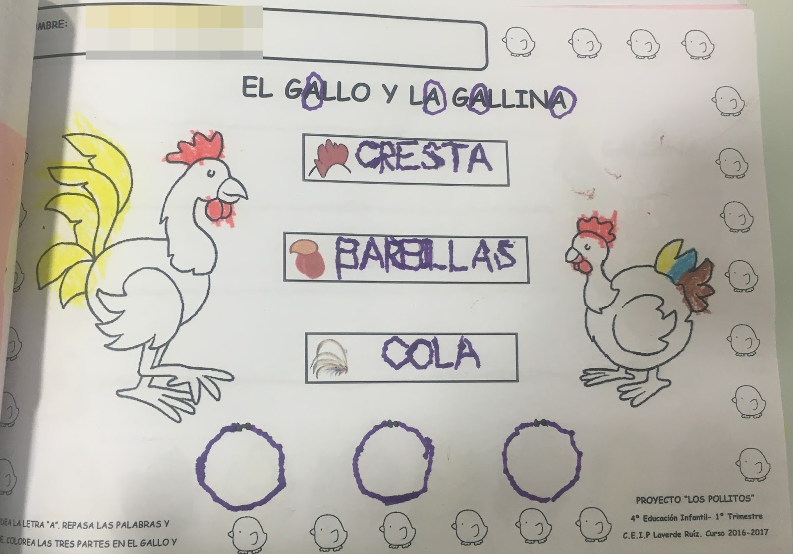 Cole de colores: EL GALLO Y LA GALLINA
