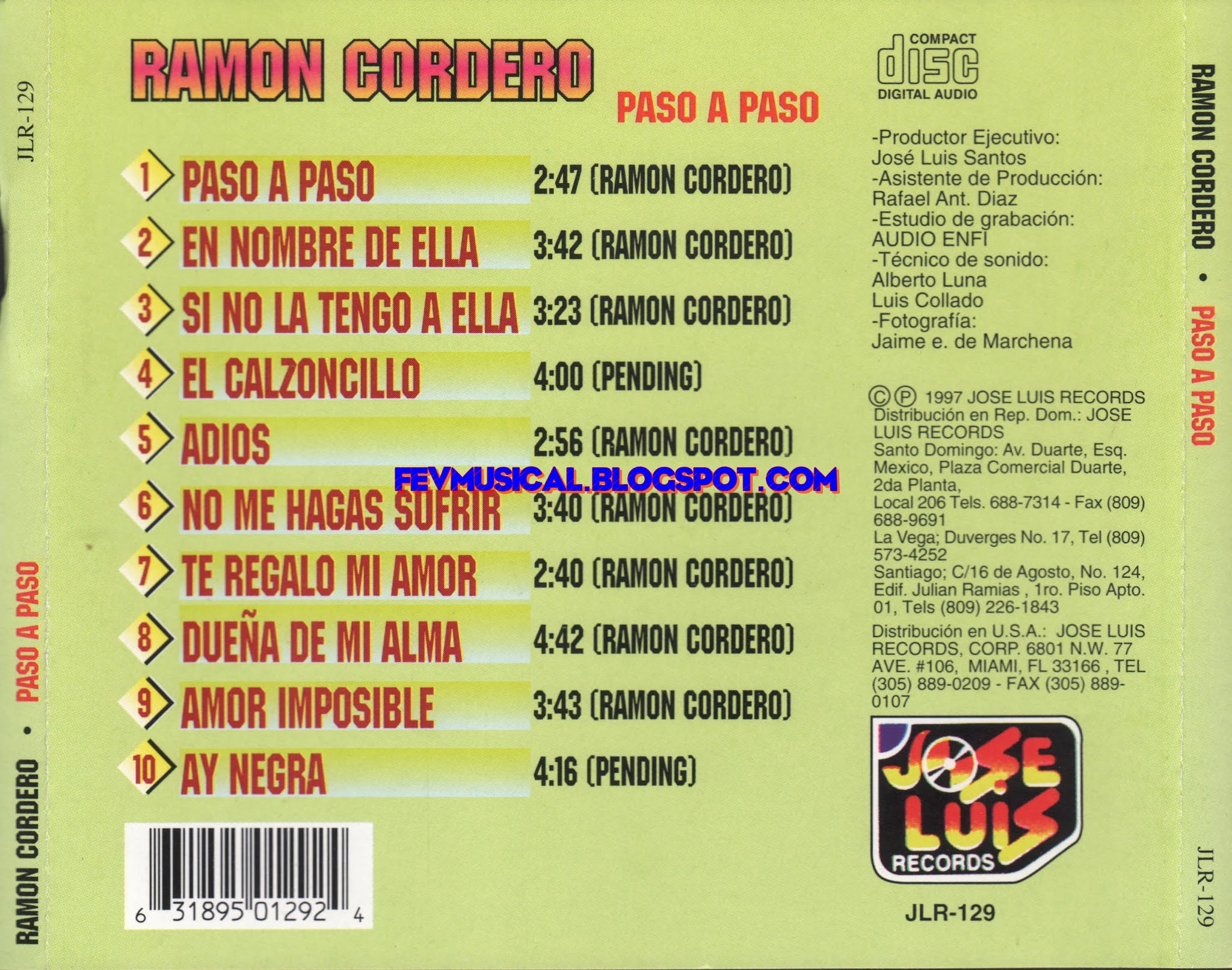 FEV MUSICAL: 1997 - Ramon Cordero - Paso a Paso (Jose Luis)