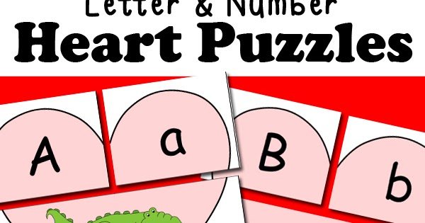 Letter and Number Heart Puzzles | Totschooling - Toddler, Preschool ...