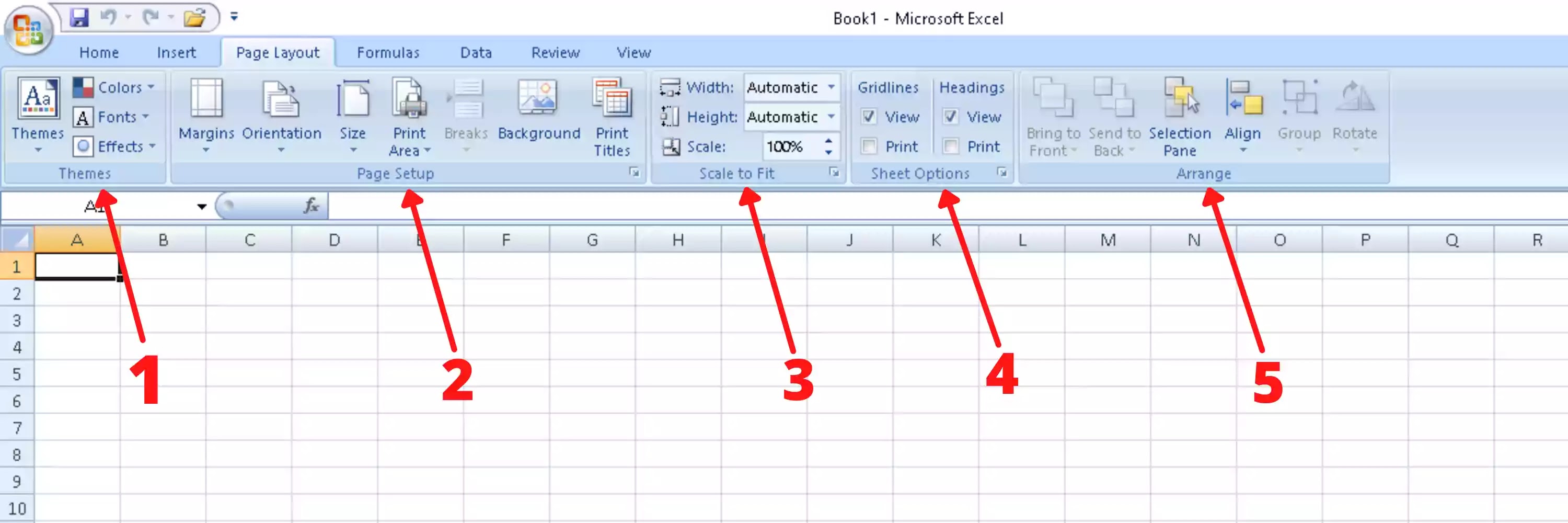 MS Excel Page Layout MS Excel Page Layout