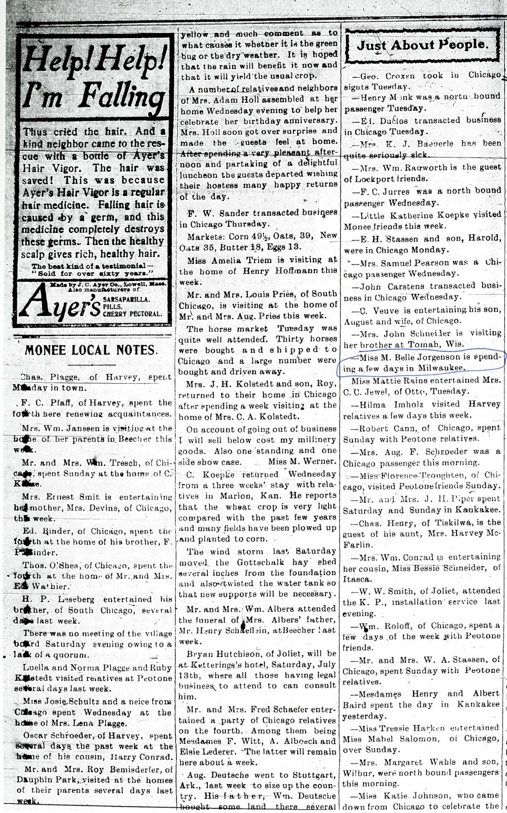 The Old Trunk in the Attic: Newspaper Clippings - Peotone, IL, July 1907