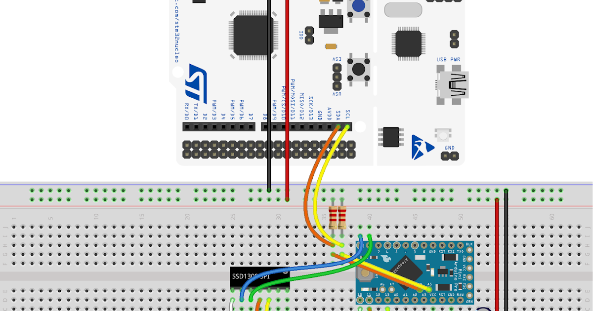 音源とオーディオの電子工作（予定）: Nucleo(mbed)からI2Cで通信してArduinoでOLEDに表示させてみる。