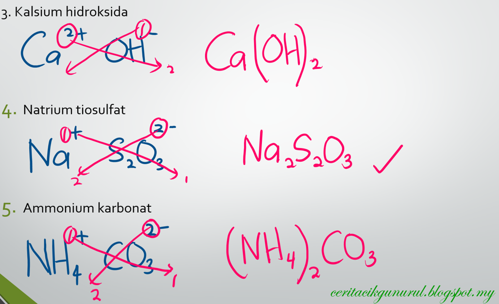 Cikgu Nurul : Asas Kimia : Menulis Formula Kimia Sebatian