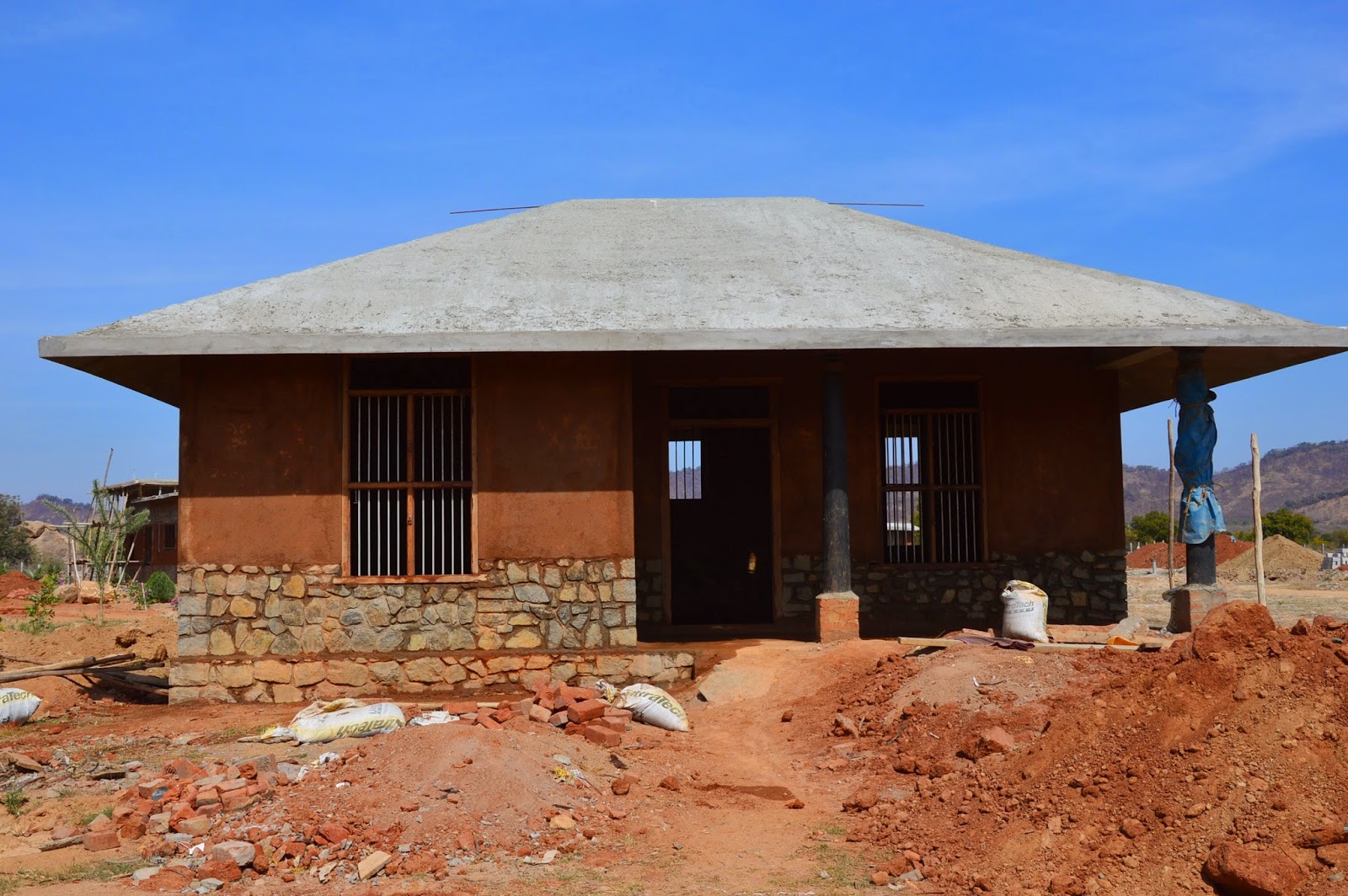 GREENLAND ASHRAM: Starting of mud plastering
