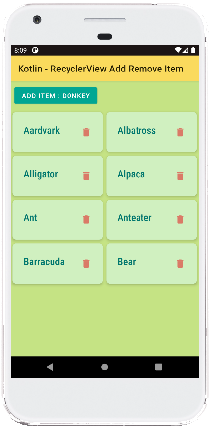 Recyclerview Using Kotlin 2021 Android Recyclerview In Kotlin