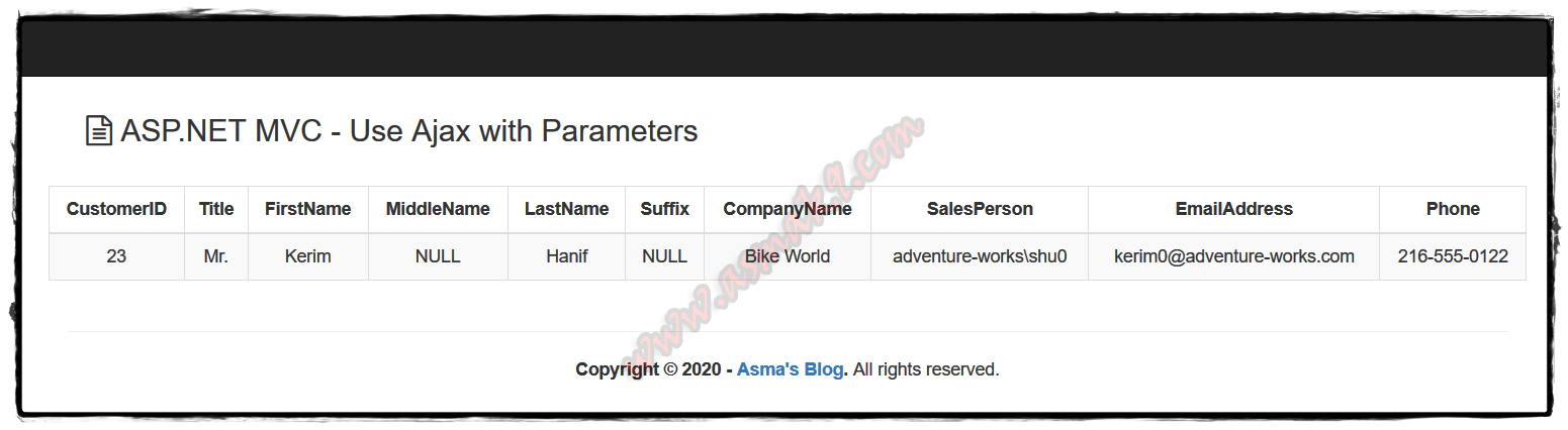 ASP.NET MVC: How to Use Ajax with Parameters - Asma's Blog