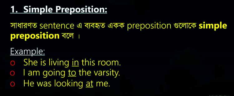 Simple Preposition - English Grammar A To Z