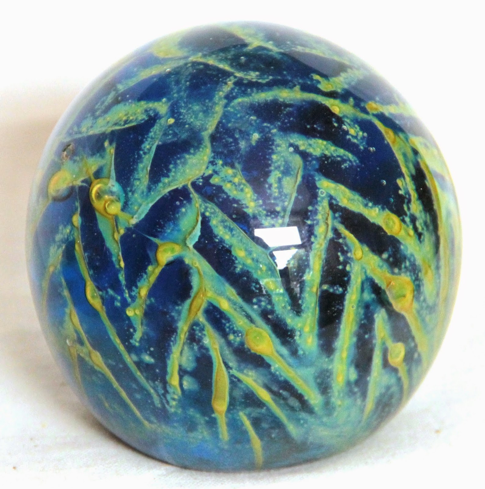 Curio Gifts: Blue and Yellow Glass Paperweight - Molina