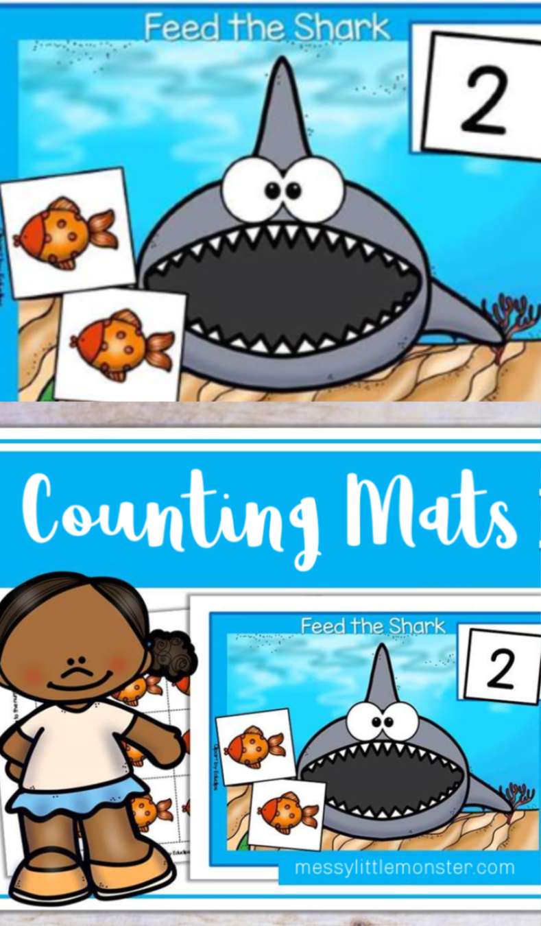Shark Counting Mats - Messy Little Monster