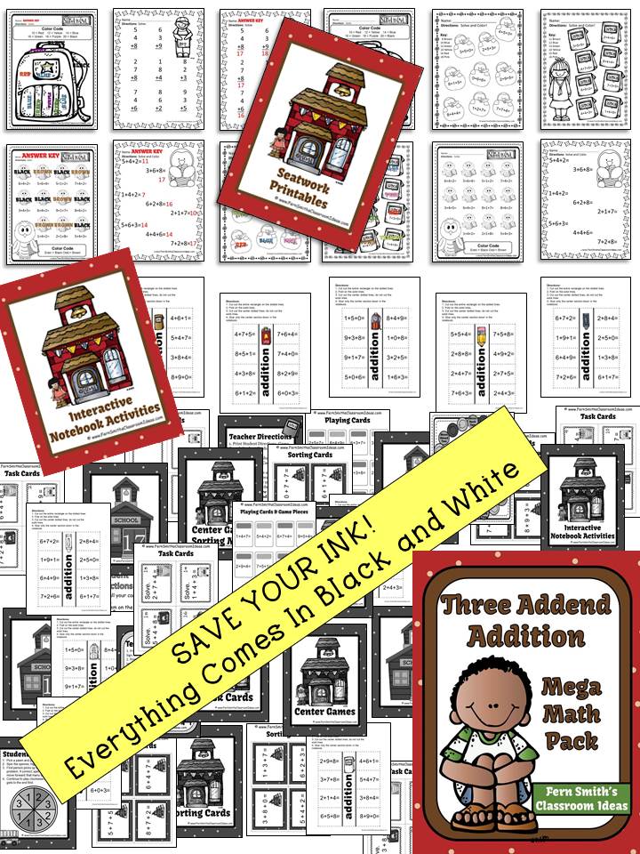 Just Published ~ Three Addend Addition Mega Math Pack - Printables and ...