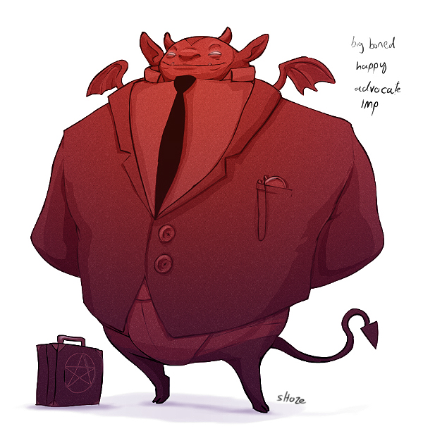 character driven: big boned, happy, advocate, imp