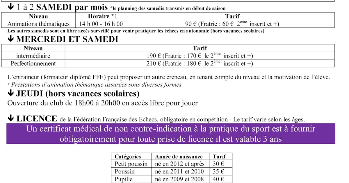 Échiquier Niortais: Bulletin d'inscription 2019-2020 Échiquier Niortais: Bulletin d'inscription 2019-2020