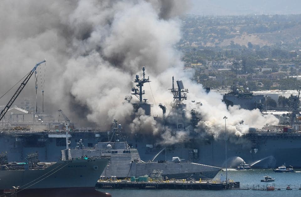 Defence Teller: Massive fire caught in US Navy's Wasp Class Ship
