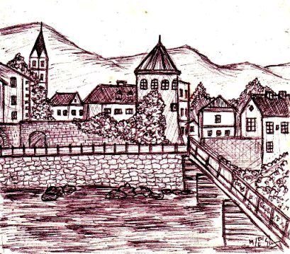 Landscape ballpoint drawing - my artwork ~ projects ideas art and craft