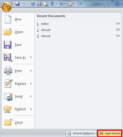 Microsoft Office 2007: Microsoft Word "Office Button" 2007