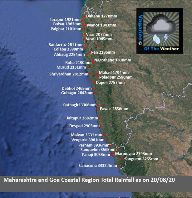 Vagaries of the Weather ©: MAHARASHTRA & GOA COASTAL RAINFALL UPDATE: