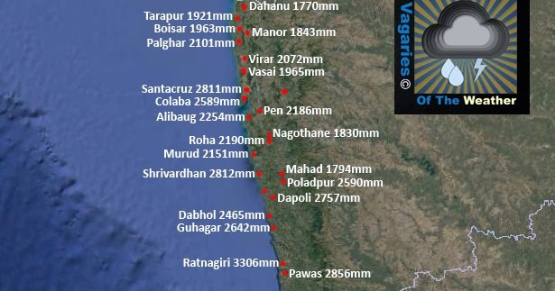 Vagaries of the Weather ©: MAHARASHTRA & GOA COASTAL RAINFALL UPDATE: