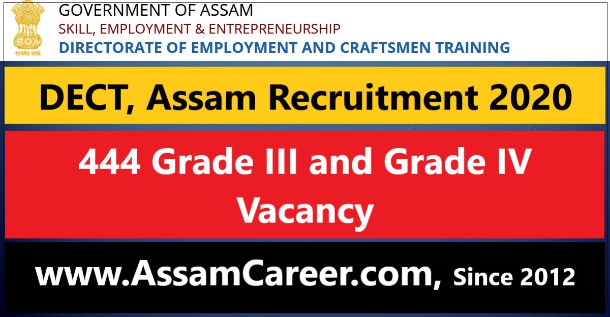 DECT Assam Recruitment 2020 – 444 Grade III and Grade IV Vacancy