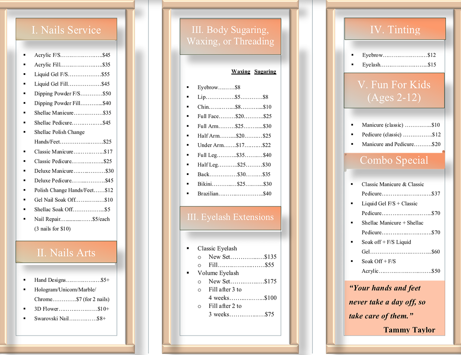 JandJNailsAndSpaInWinnipeg: Service List